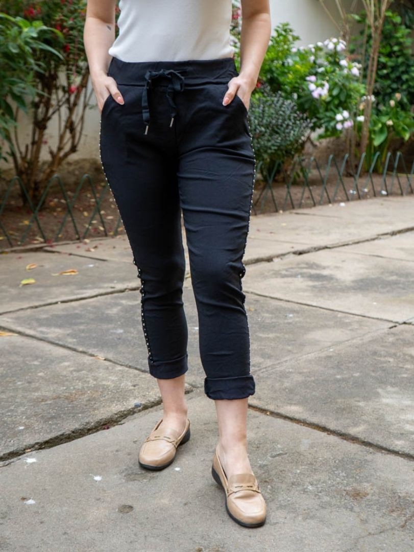 Jogger Strass Negro - Luce Mia